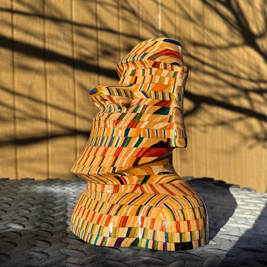 Eastern Island Head Sculpture Made From Recycled Skateboards, Moai ...