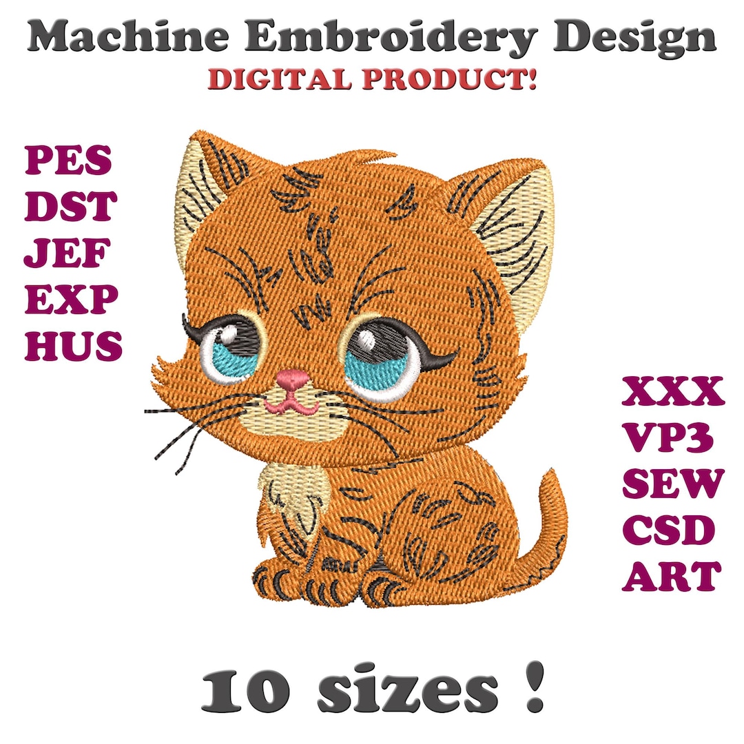 Baby Kitten Embroidery Design, Kitty Machine Embroidery Designs, Cute ...