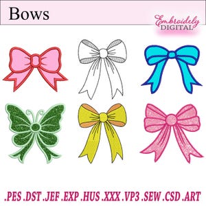 Bow Applique Machine Embroidery Design: Side Bows Bundle (10 Sizes ...