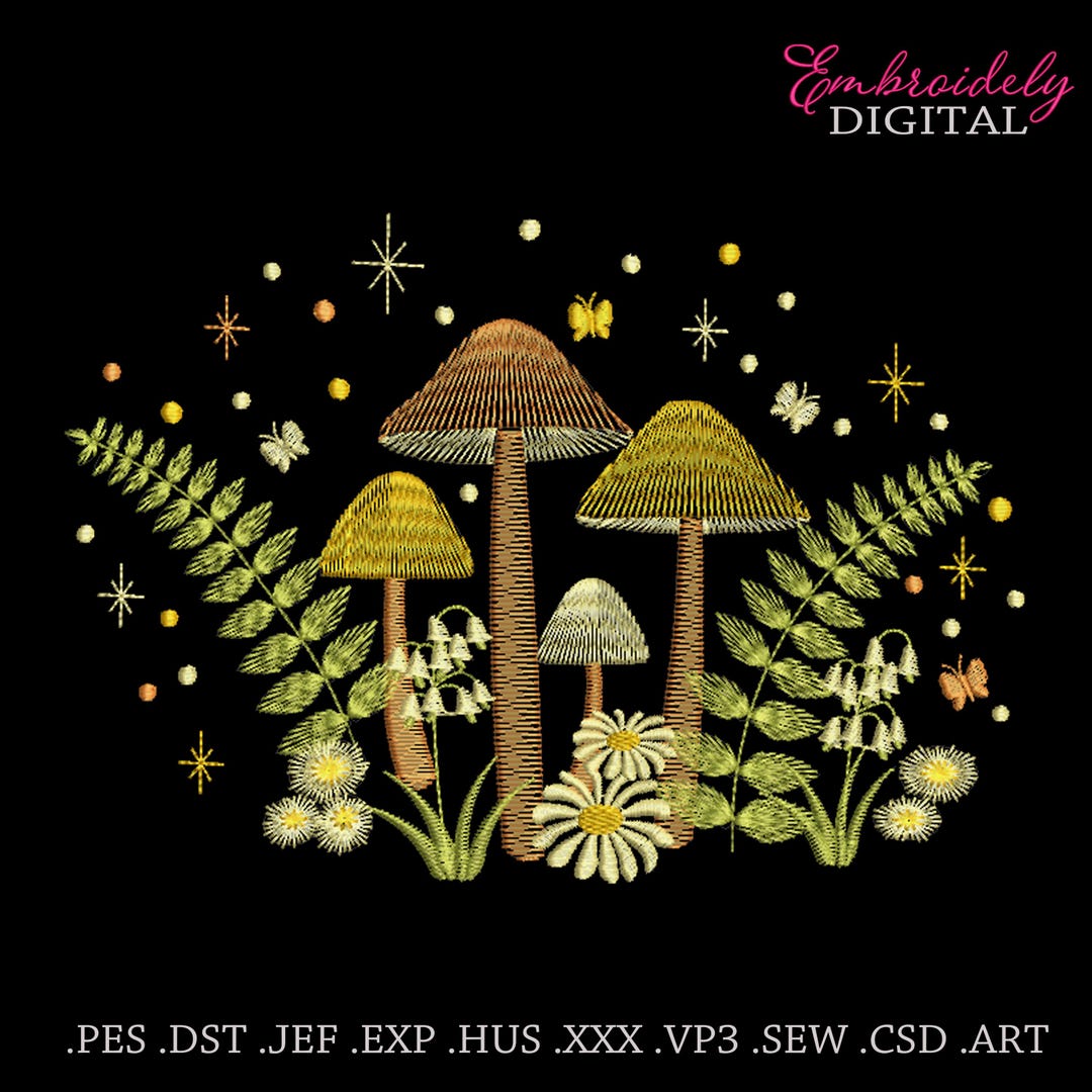 Mushroom Forest Digitizing File Magical Fungi Stitch Pattern Nature ...