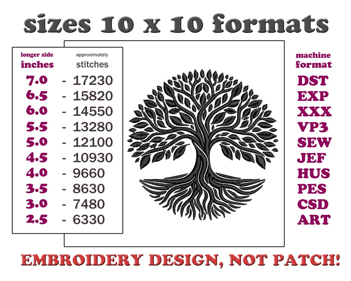 Tree of Life Machine Embroidery Design: 10 Sizes (instant Download) - Etsy
