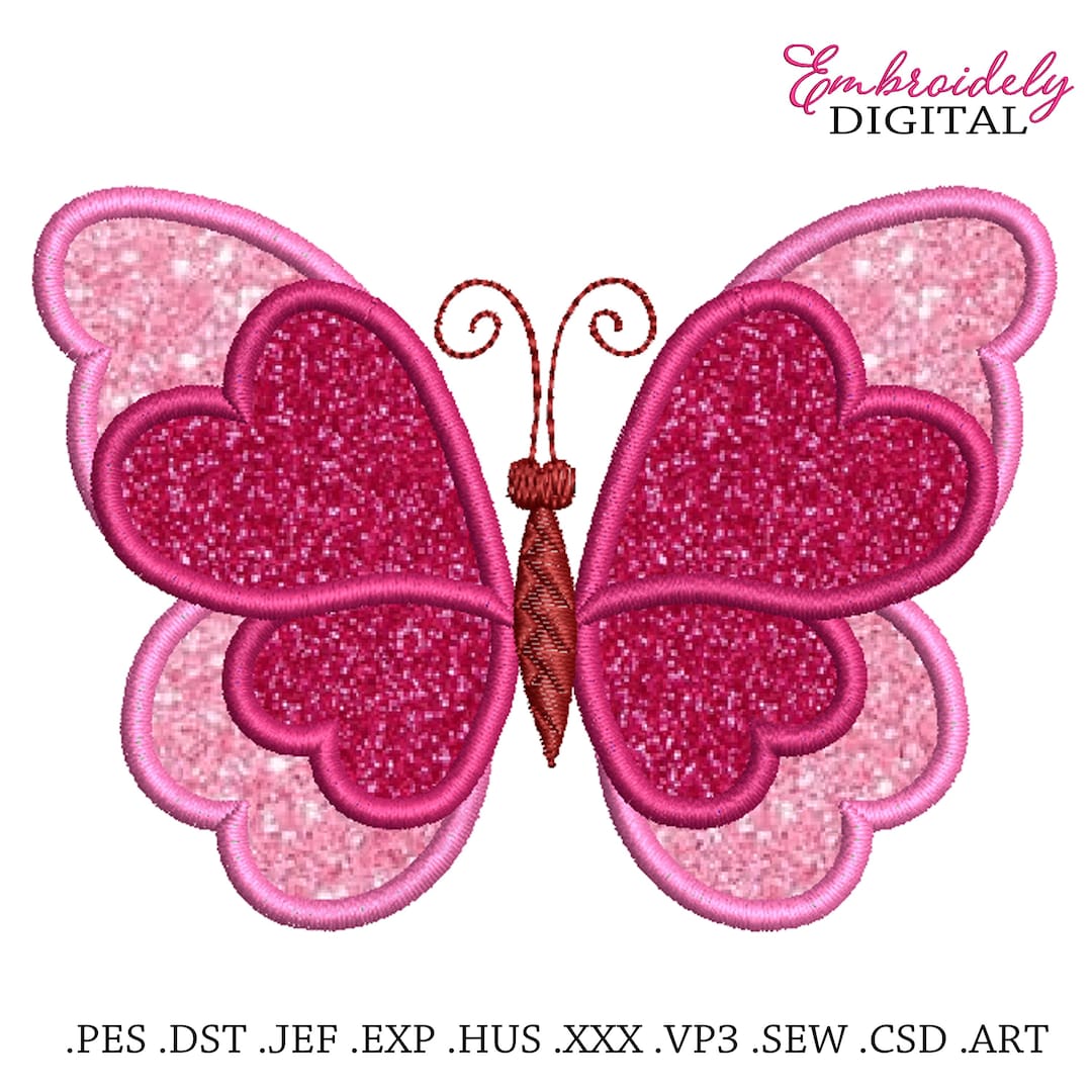 Butterfly Applique Machine Embroidery Design: Girl Embroidery Files (10 ...