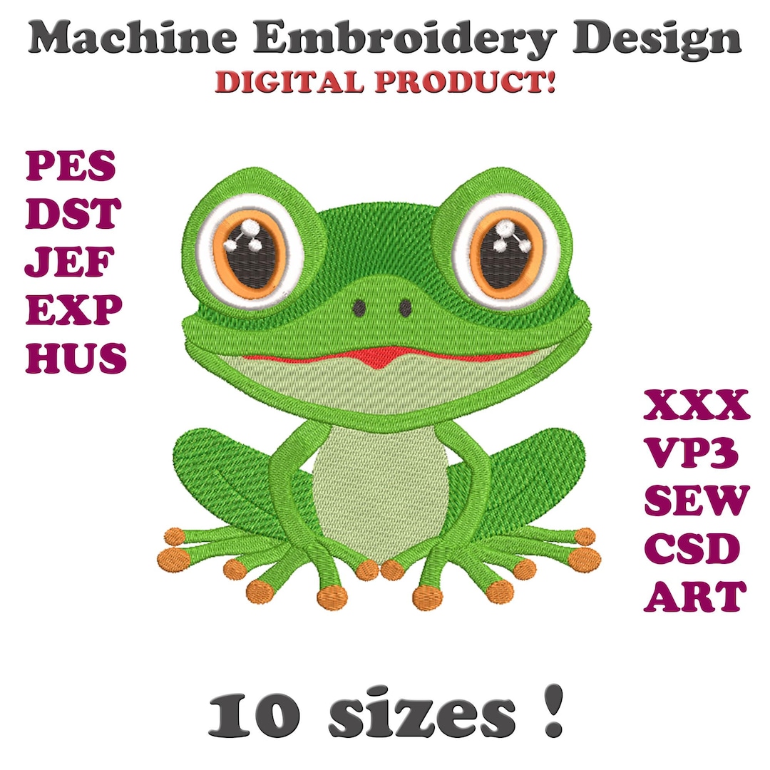 Baby Frog Embroidery Design, Frog Machine Embroidery Designs, Cute ...