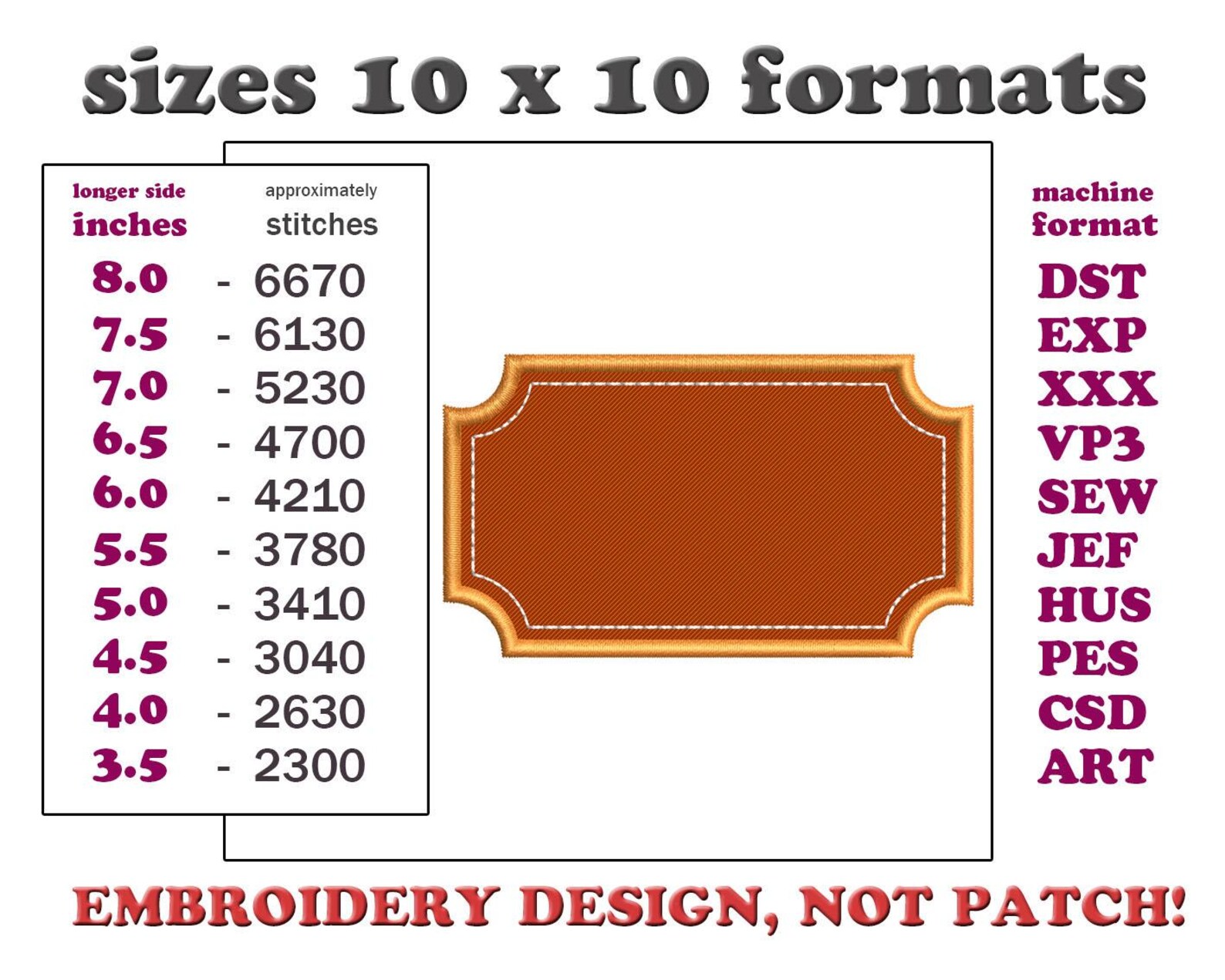 Frames Applique Embroidery Designs: Elegant Stitch, 10 Sizes (PES, DST ...