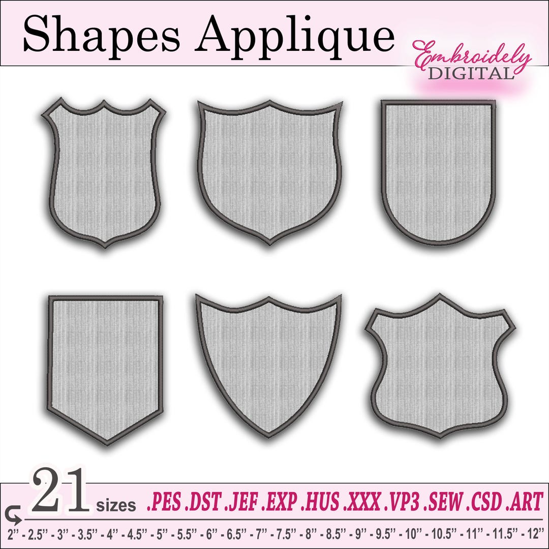 Shield Applique Machine Embroidery Designs: Crests, Emblems (DST, PES ...
