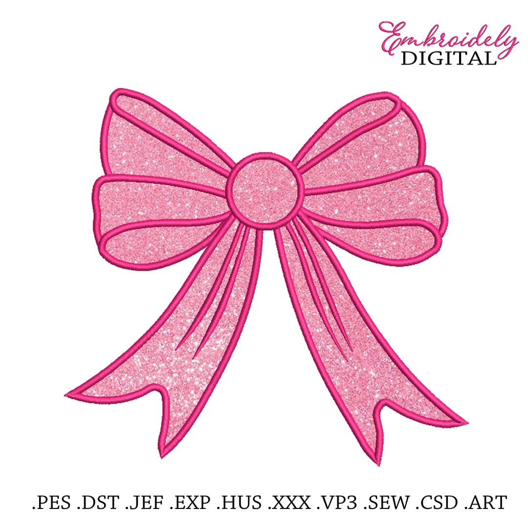 Bow Applique Machine Embroidery Design, Cute Girl Side Bow Applique ...