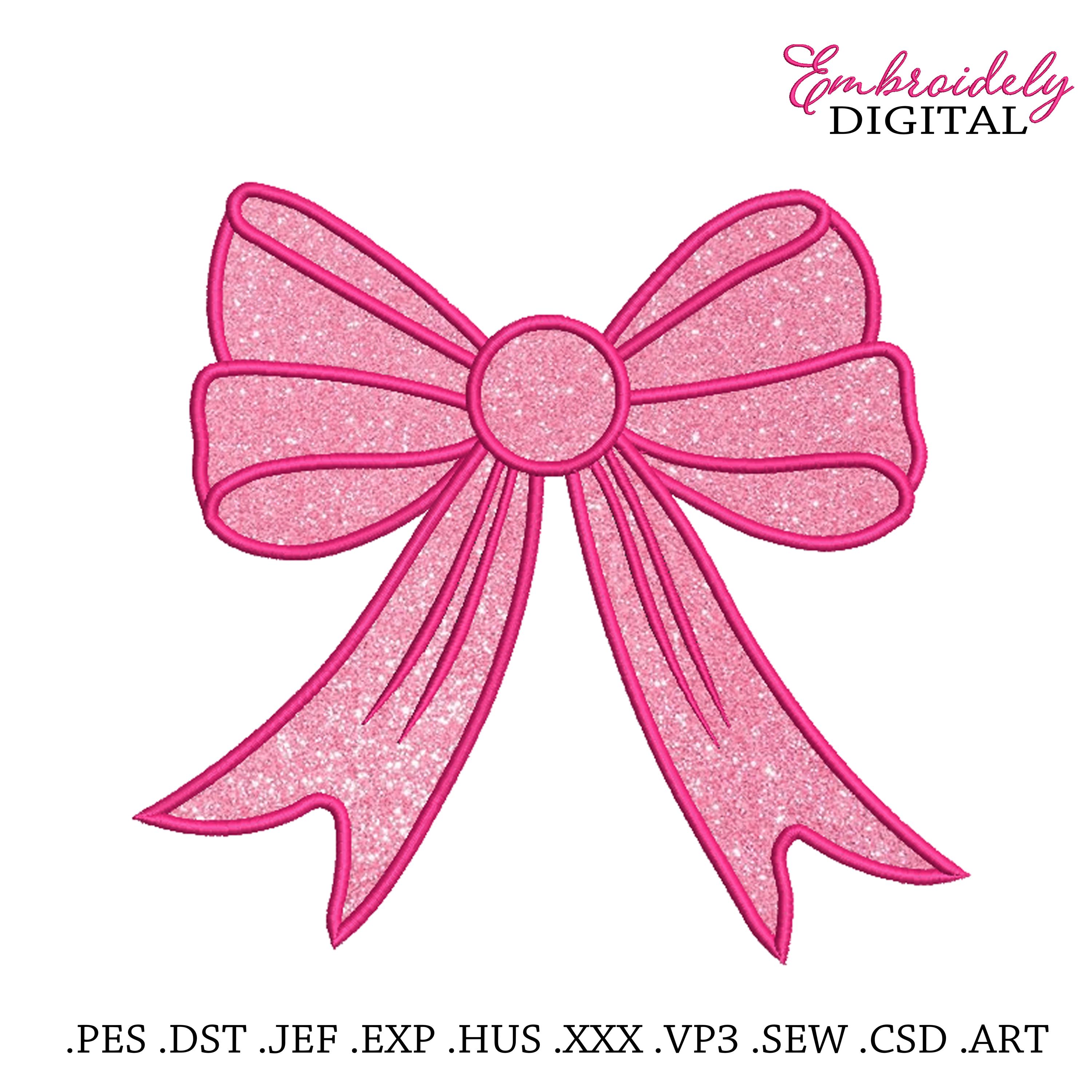 Bow Applique Machine Embroidery Design: Girly Ribbon (10 Sizes ...