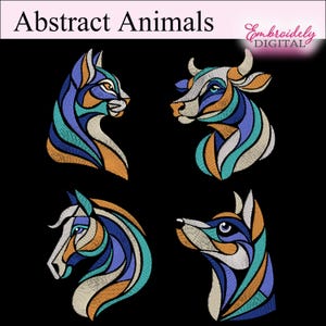 Animals Set Machine Embroidery Design, Abstract Animals Bundle ...