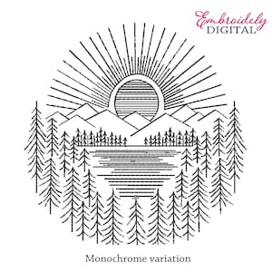 Forest Lake Embroidery Design: Nature Scene (PES, 10 Sizes) (digital ...