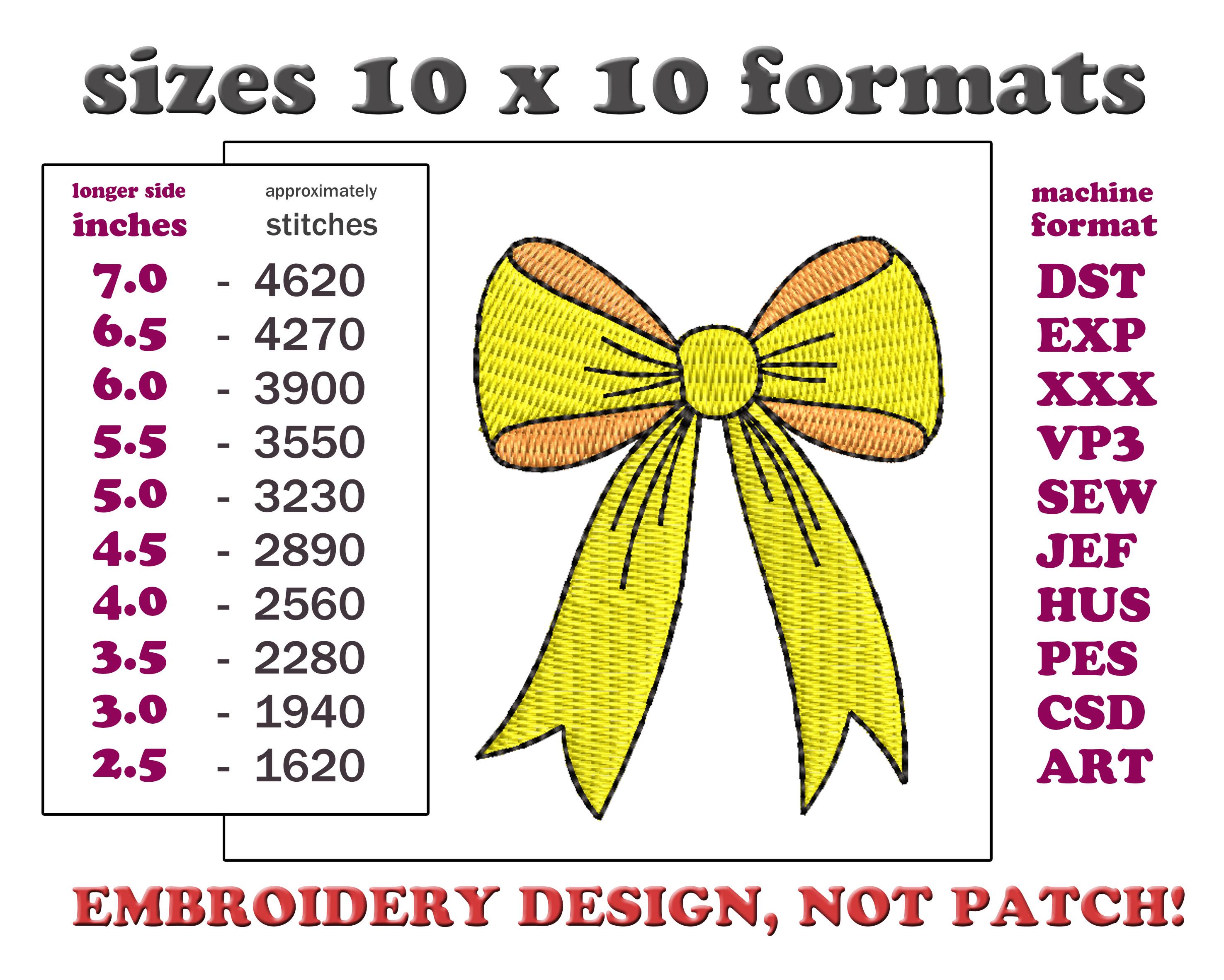 Bow Applique Machine Embroidery Design: Side Bows Bundle (10 Sizes ...
