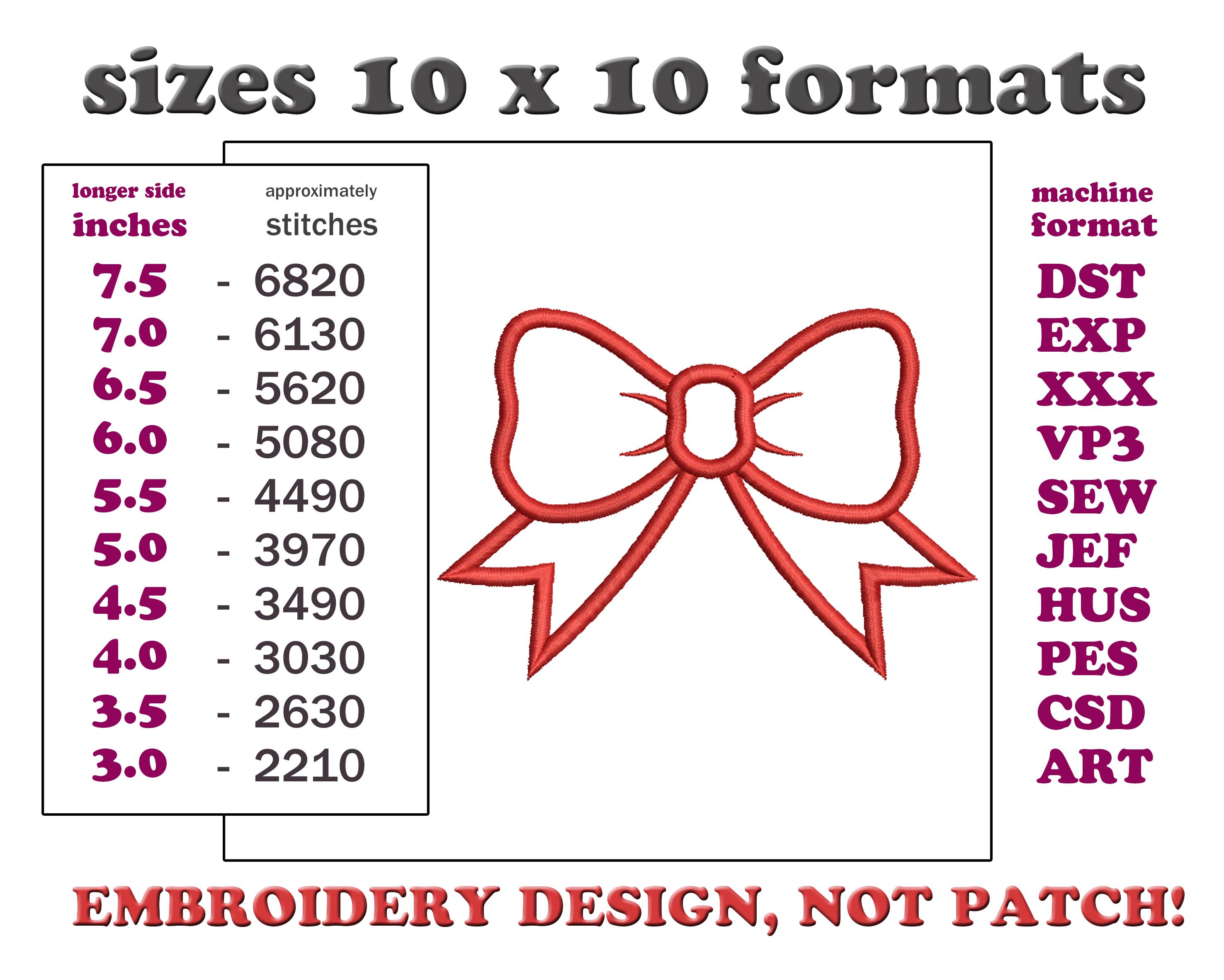 Bow Applique Machine Embroidery Design: Side Bows Bundle (10 Sizes ...