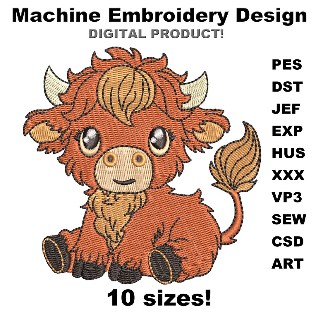 Baby Cow Embroidery Design, Baby Cow Machine Embroidery Designs, Cute ...