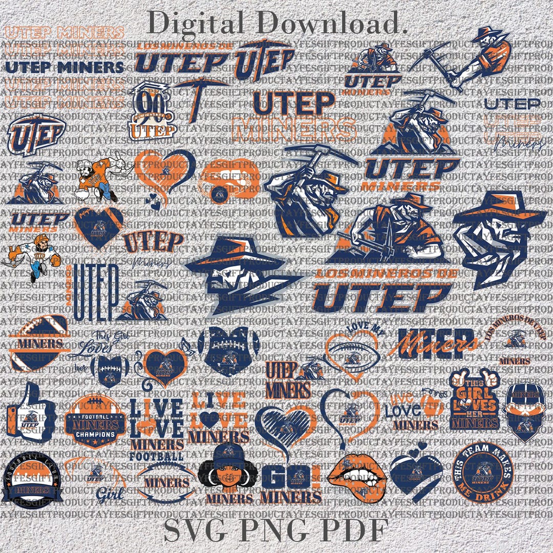 Utep University SVG, Miners SVG, 50+ High Quality File, Athletics ...