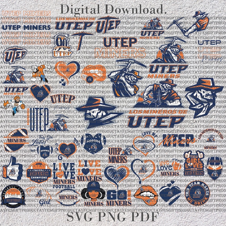 Utep University SVG, Miners SVG, 50 High Quality File, Athletics ...