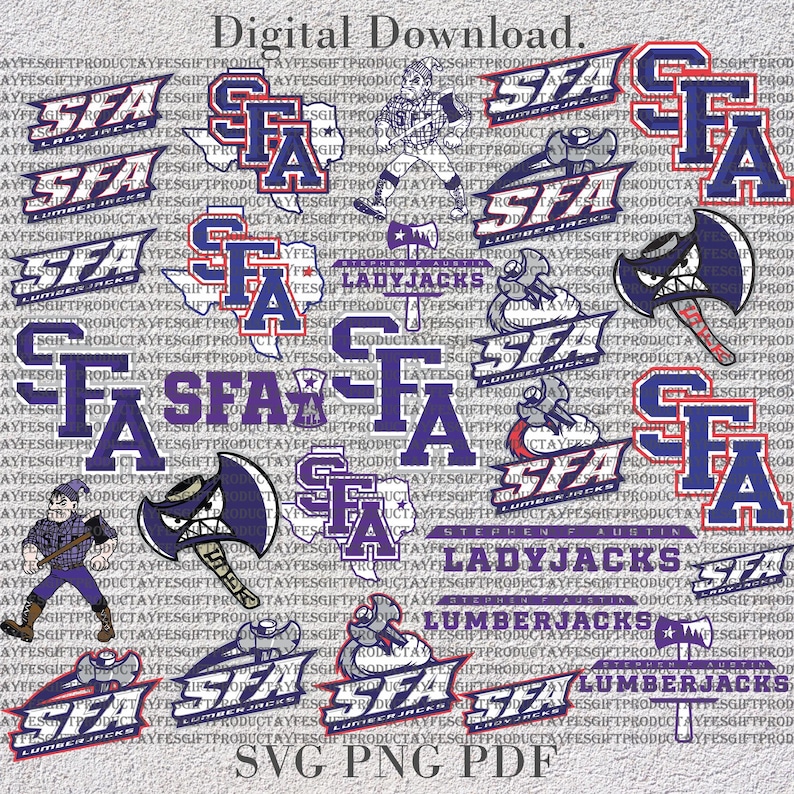 Stephen F Austin University SVG, Lumberjacks SVG, SFA, College, Athletics, Football, Basketball ...