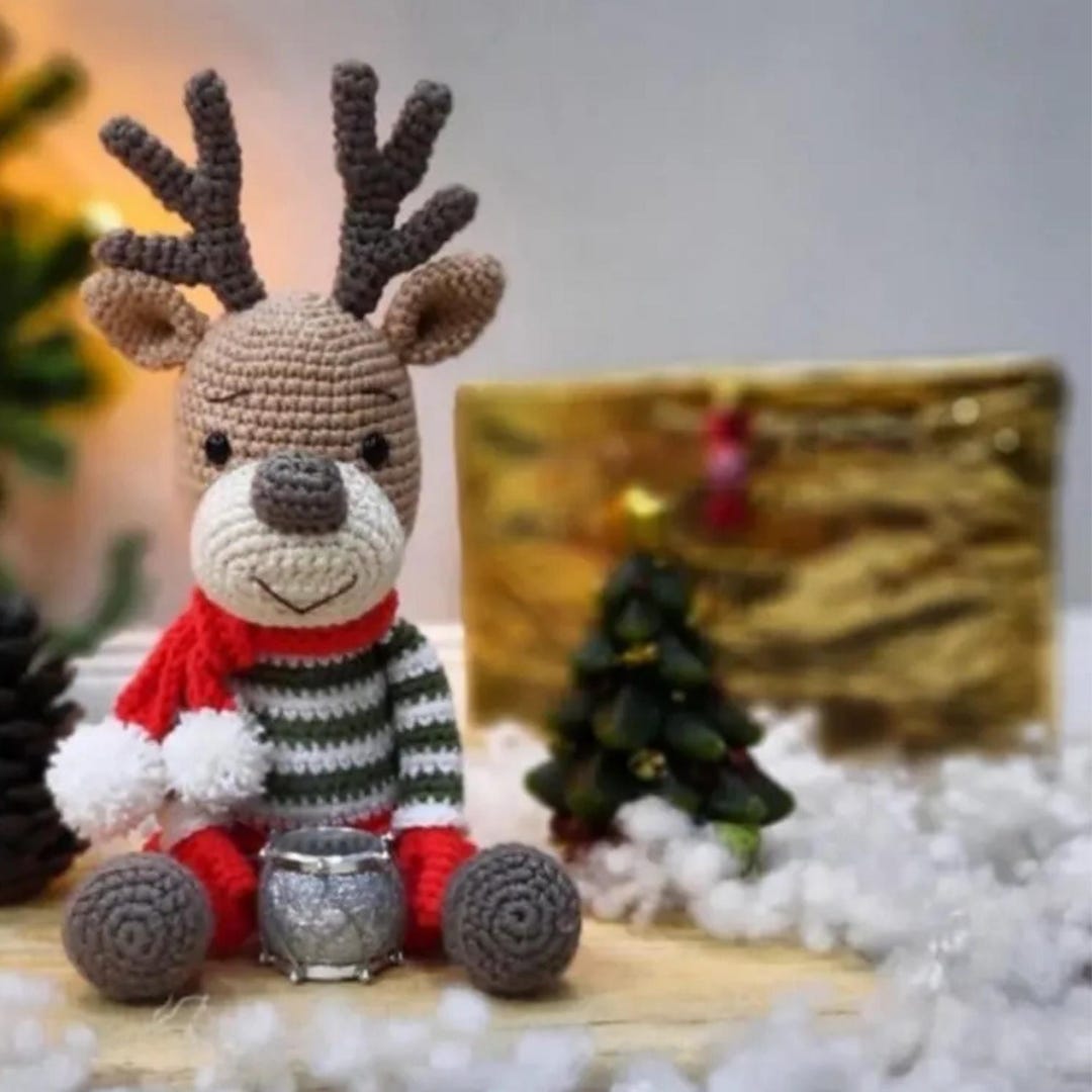 Personalized Crochet Reindeer Plush: Handmade Christmas Toy, Eco ...