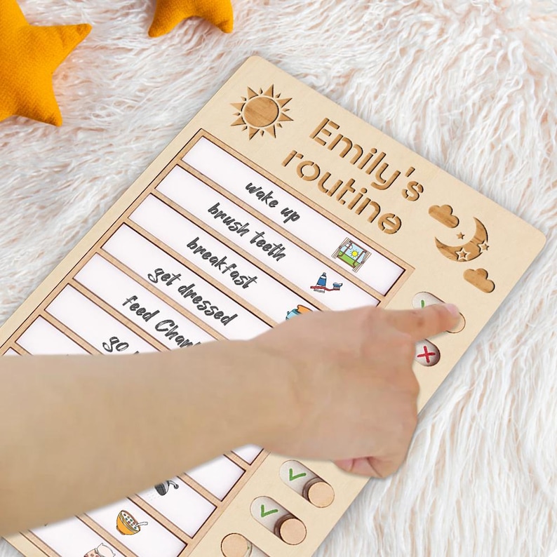 Personalized Daily Routine Board, Wooden Toddler Routine Chart, Chore ...