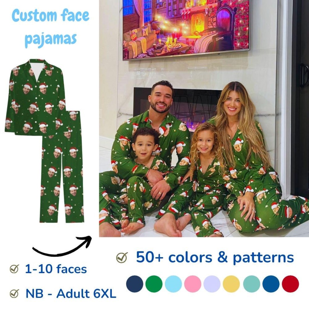 Custom Pajamas With Faces Photos Logos Personalized Cat Dog Picture Pjs ...