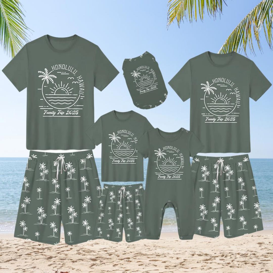 Customizable Family Vacation Pajamas, Matching Tropical Outfits - Etsy