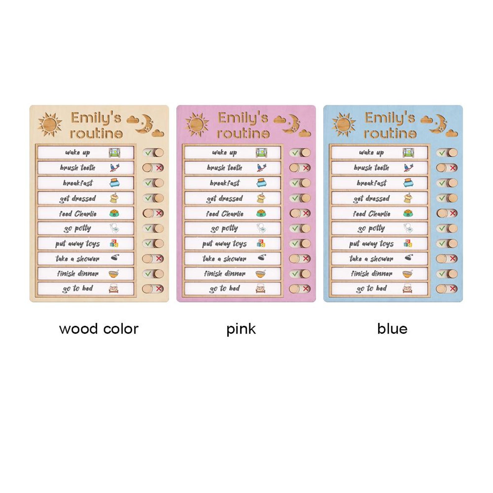 Personalized Daily Routine Board, Wooden Toddler Routine Chart, Chore ...