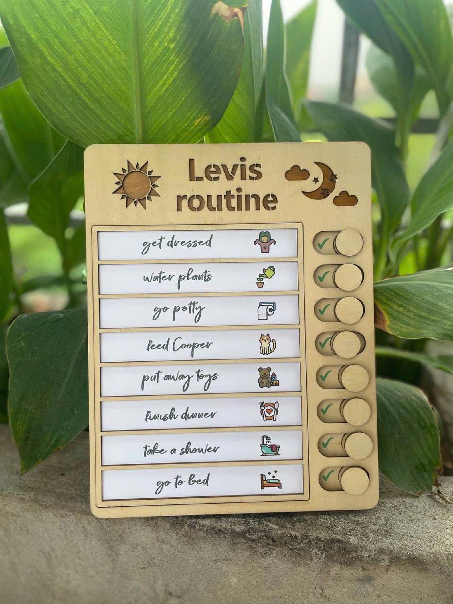 Personalized Daily Routine Board, Wooden Toddler Routine Chart, Chore ...