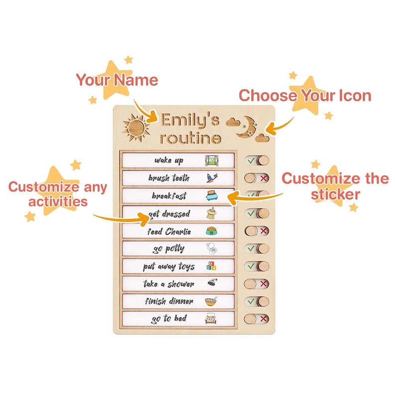 Personalized Daily Routine Board, Wooden Toddler Routine Chart, Chore ...