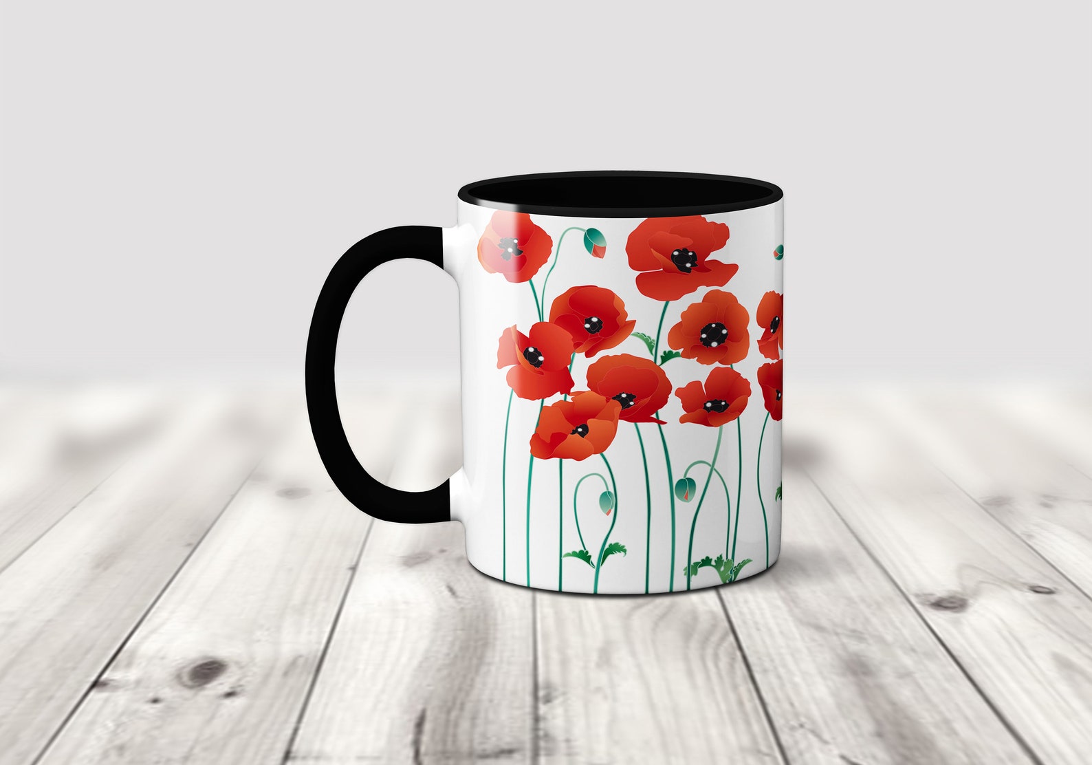 Poppy Mug, Red Poppy Field Mug, Poppy Flower Mug, Papaver Rhoeas Mug ...
