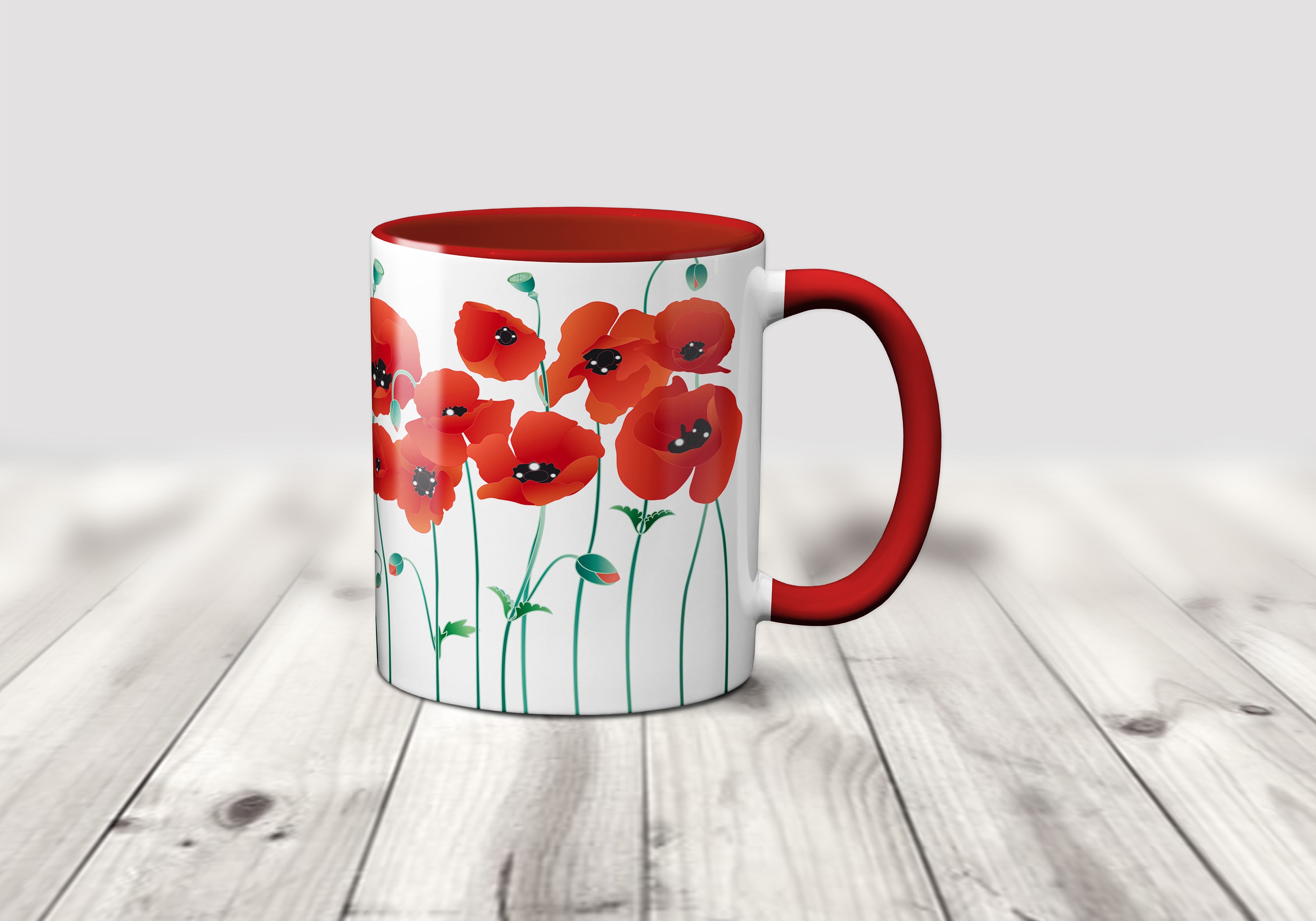 Poppy Mug, Red Poppy Field Mug, Poppy Flower Mug, Papaver Rhoeas Mug ...