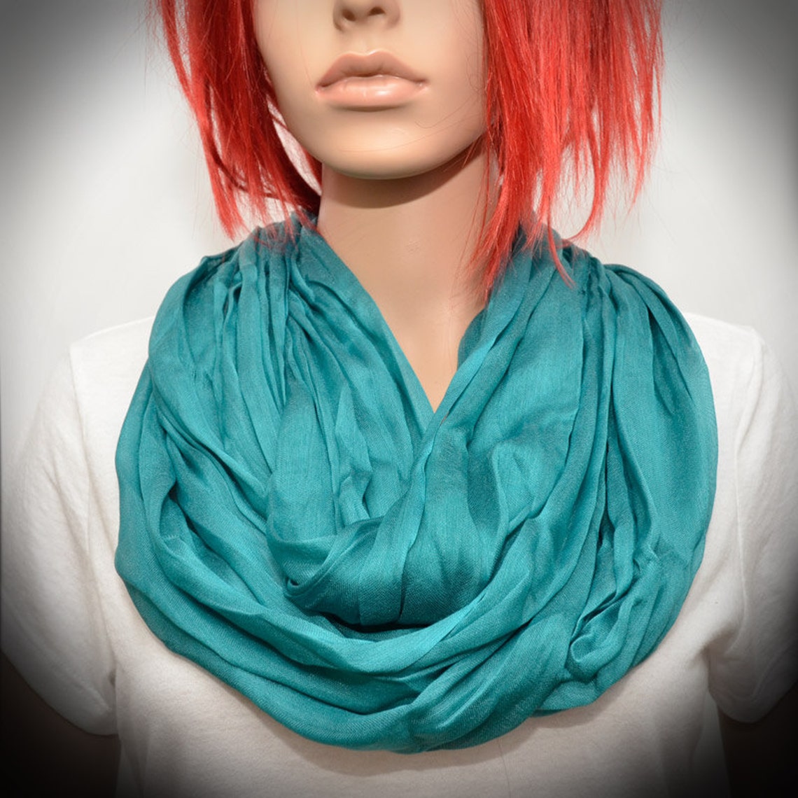 Turquoise Silk Scarf Infinity Scarf - Etsy