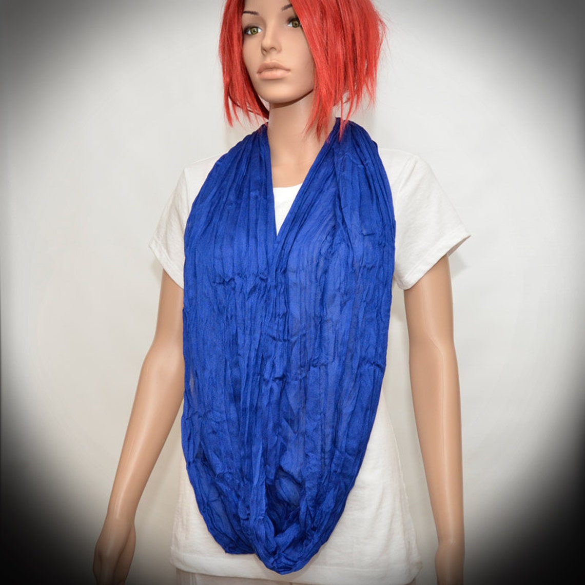 Royal Blue Silk Scarf Infinity Scarf - Etsy