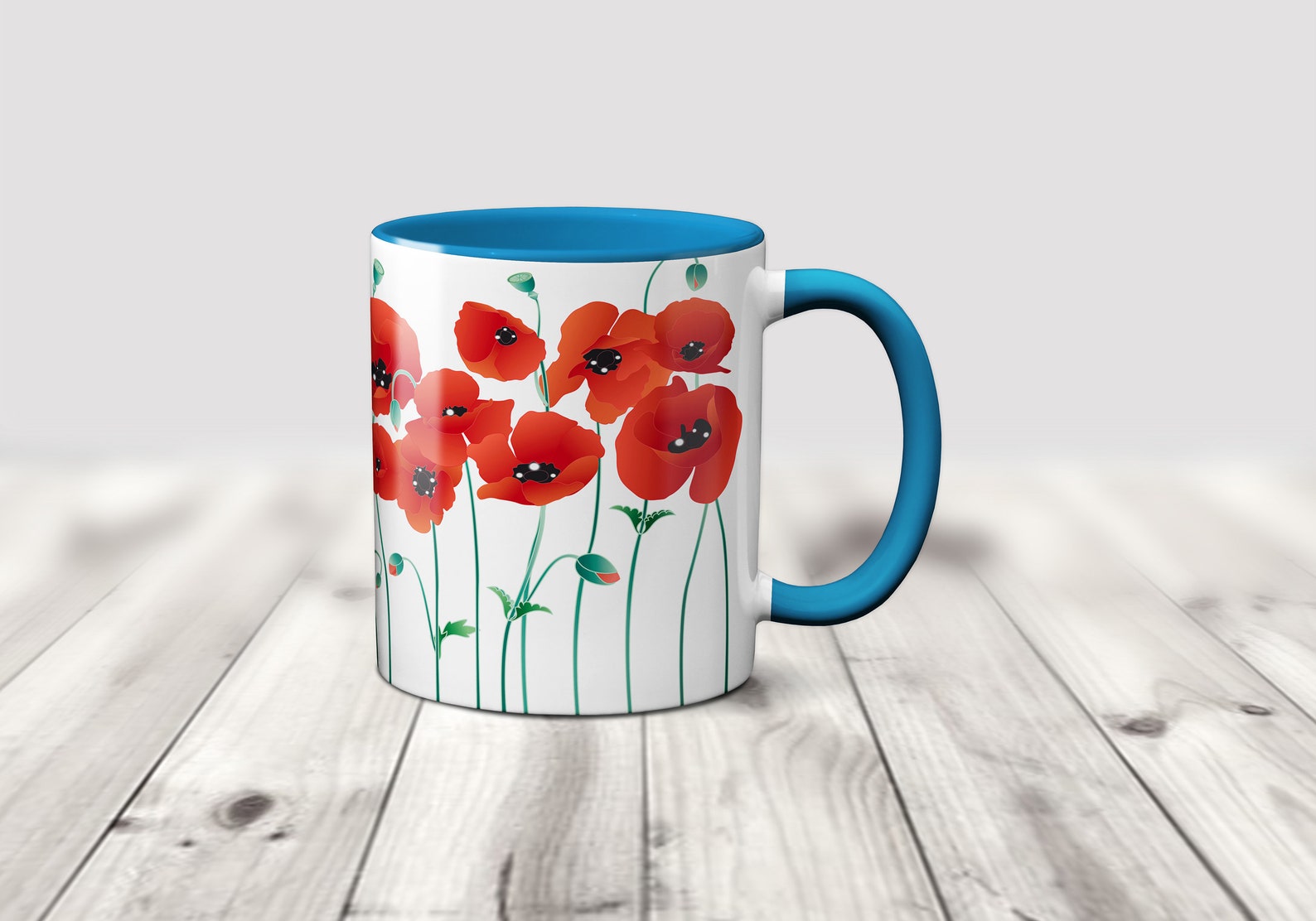 Poppy Mug, Red Poppy Field Mug, Poppy Flower Mug, Papaver Rhoeas Mug ...