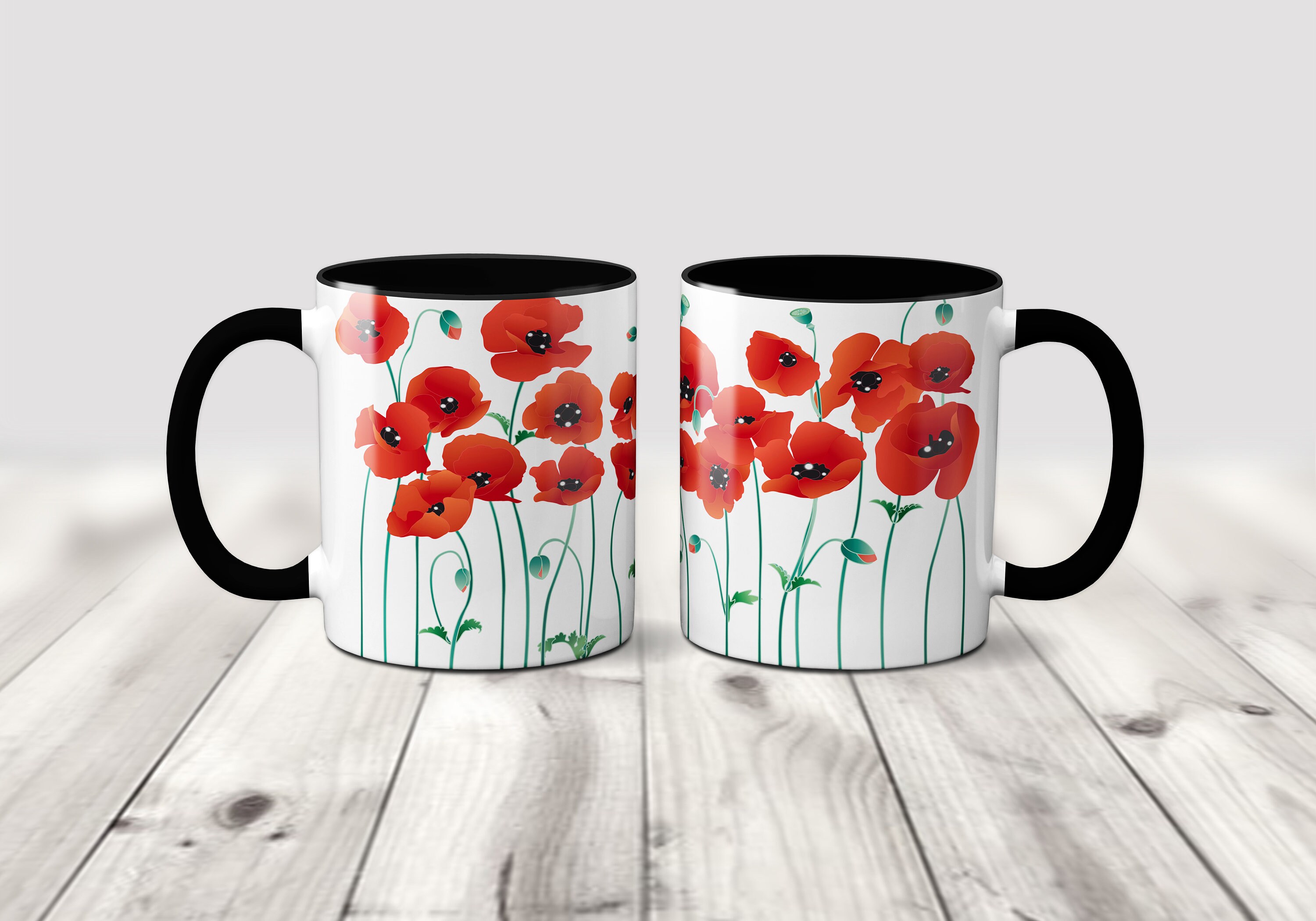 Poppy Mug, Red Poppy Field Mug, Poppy Flower Mug, Papaver Rhoeas Mug ...