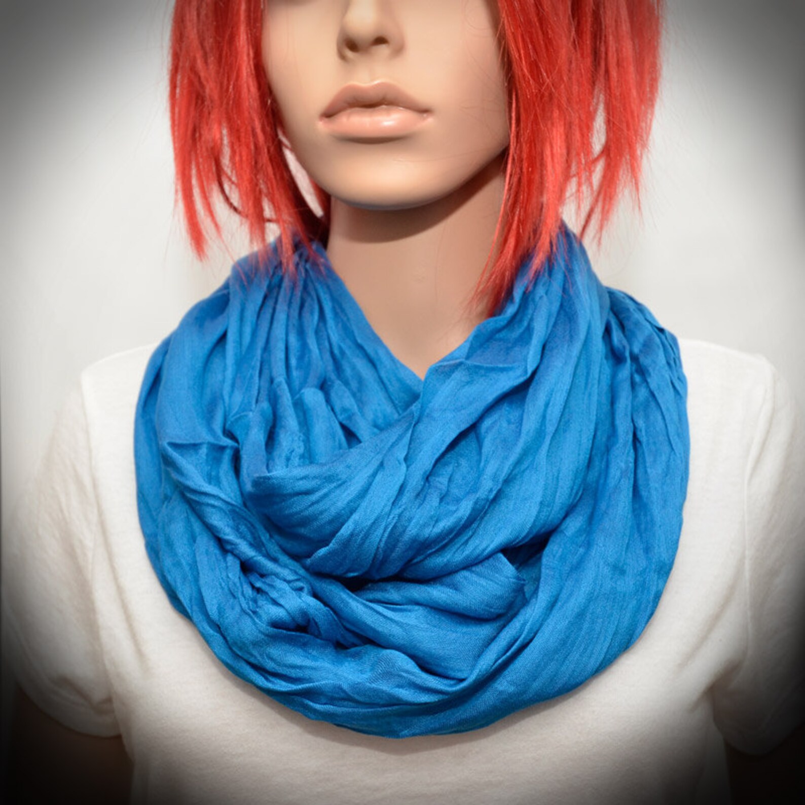 Blue Silk Scarf Infinity Scarf - Etsy