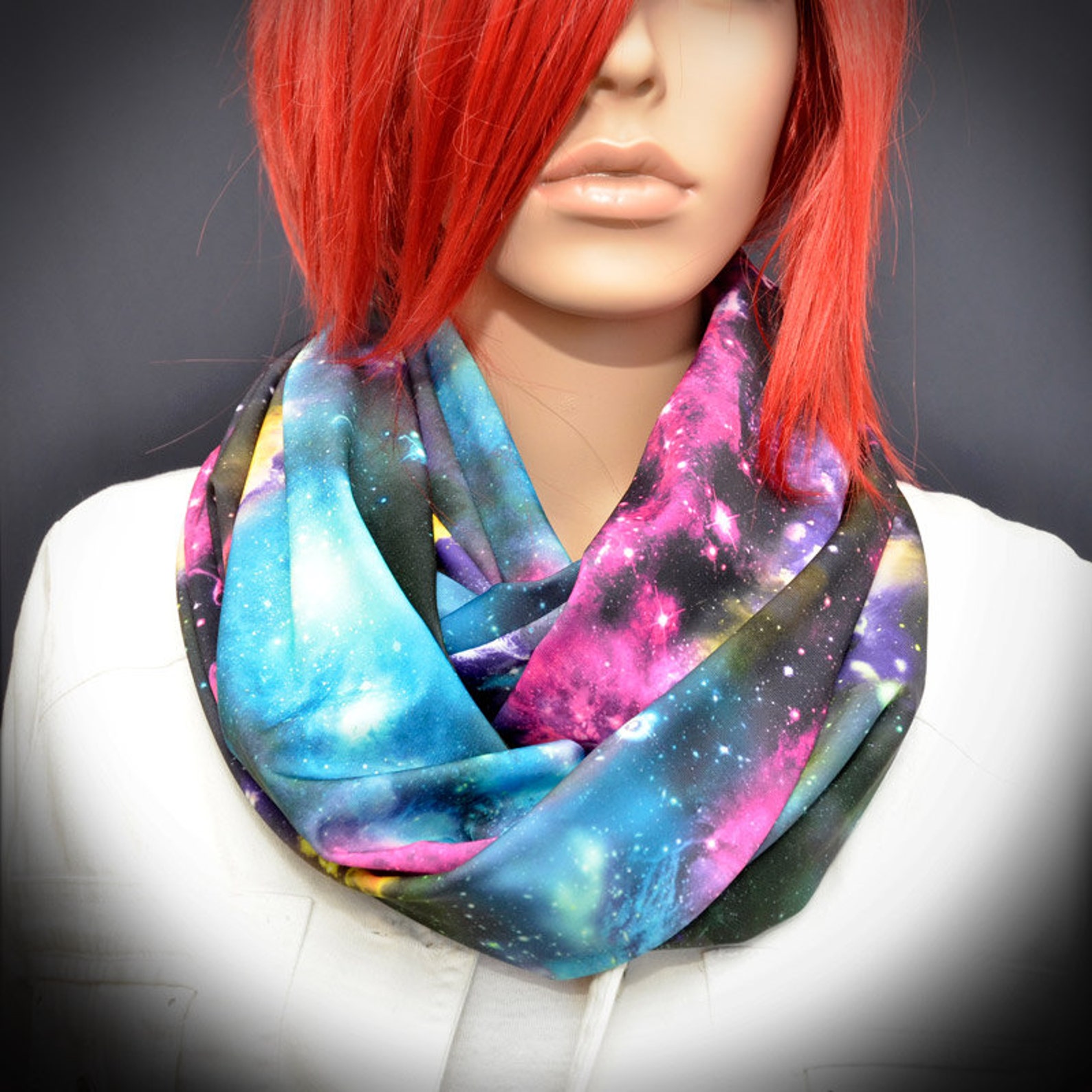 Colorful Infinity Scarf With Galaxy Print - Etsy