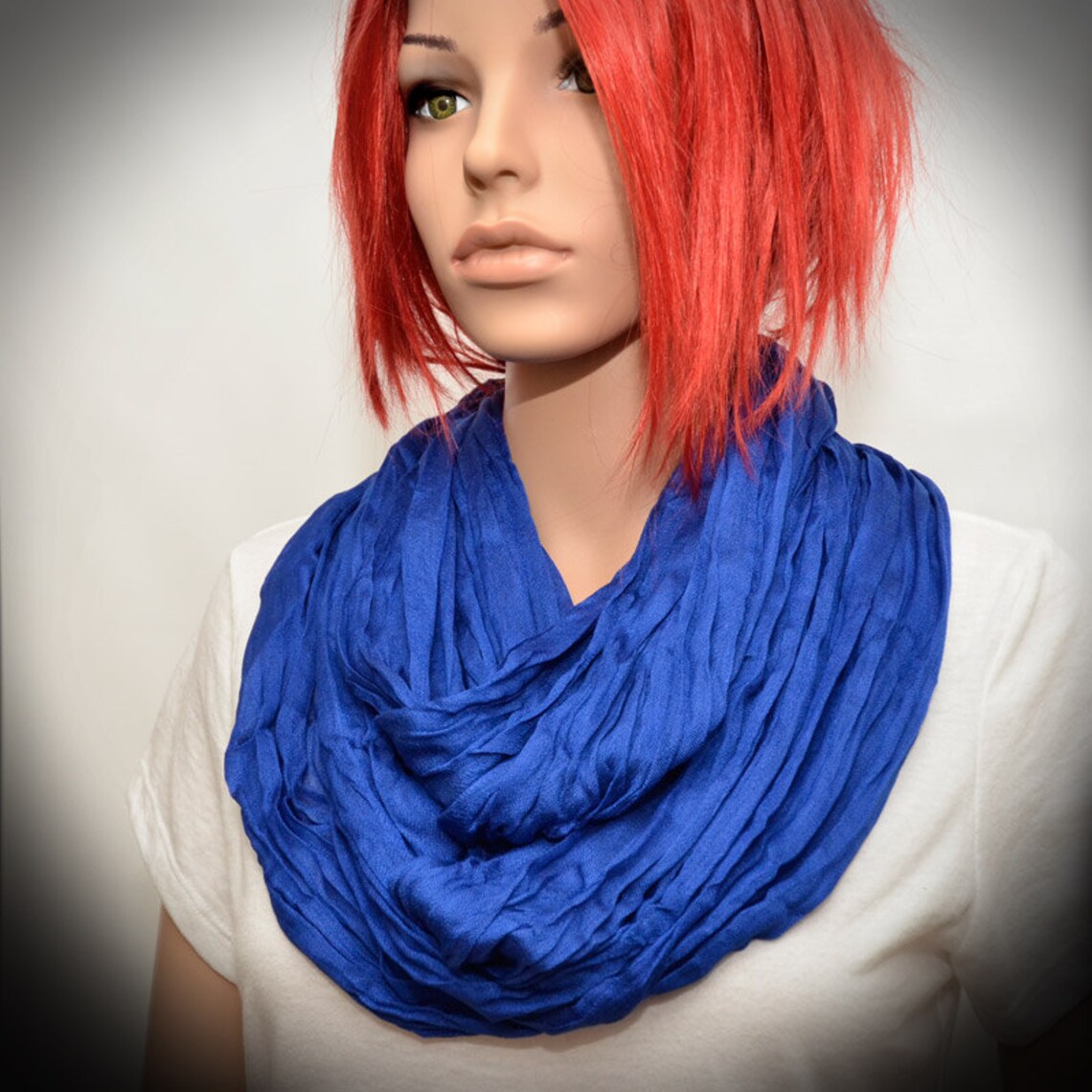 Royal Blue Silk Scarf Infinity Scarf - Etsy