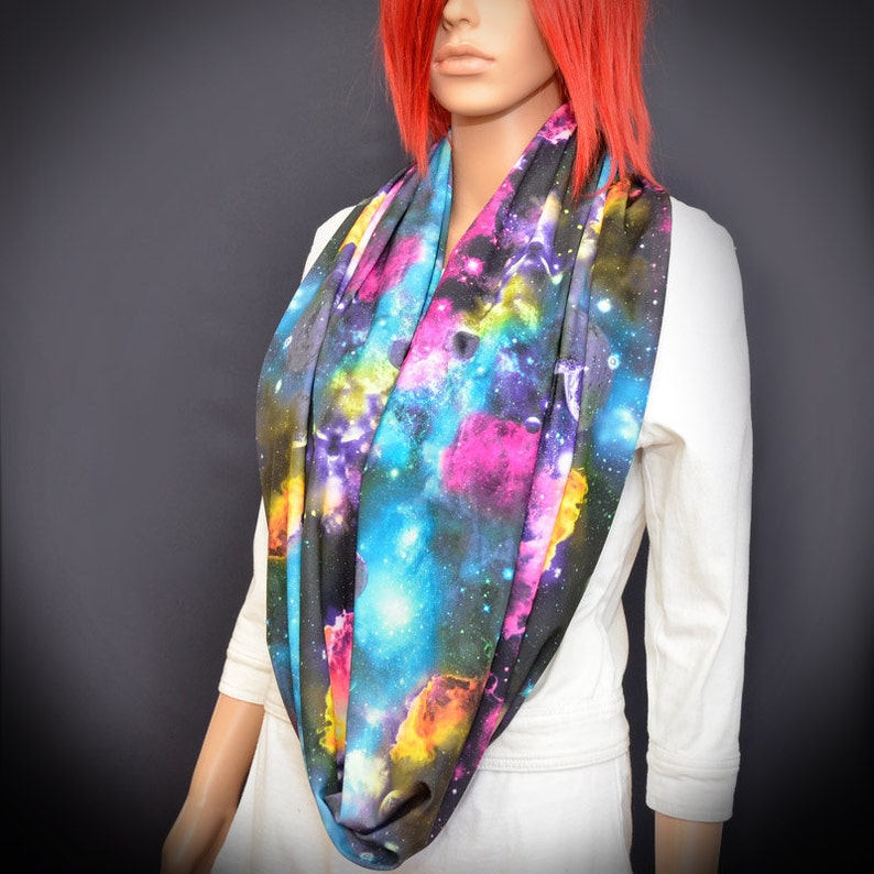 Colorful Infinity Scarf With Galaxy Print - Etsy