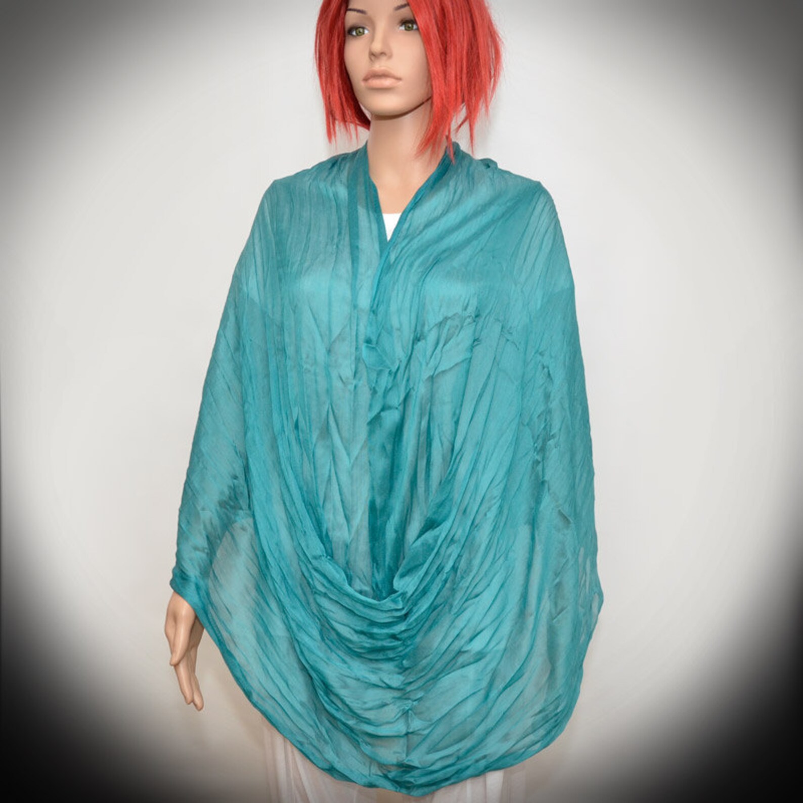 Turquoise Silk Scarf Infinity Scarf - Etsy