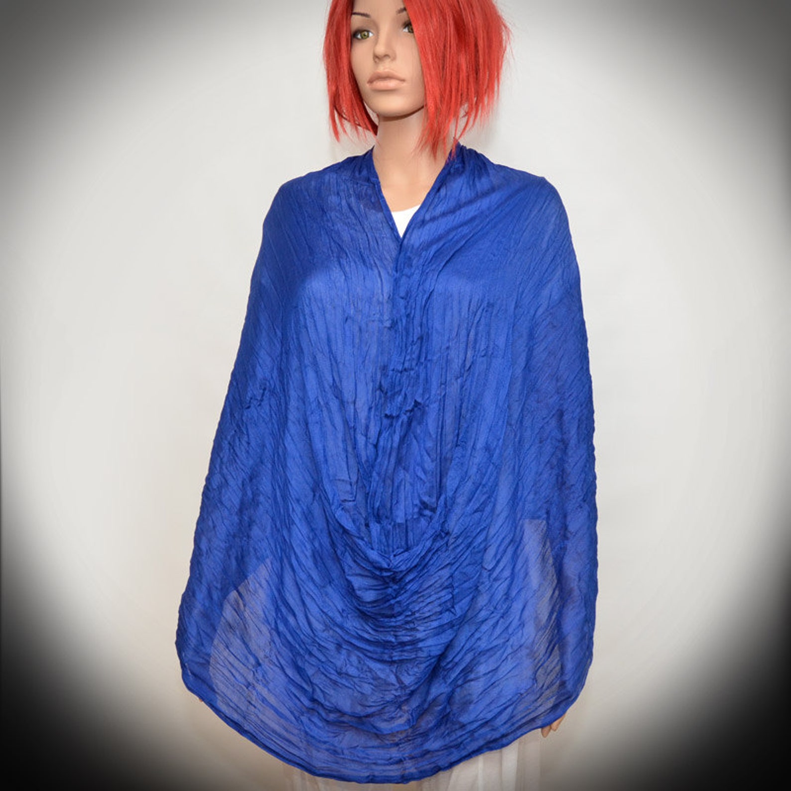 Royal Blue Silk Scarf Infinity Scarf - Etsy