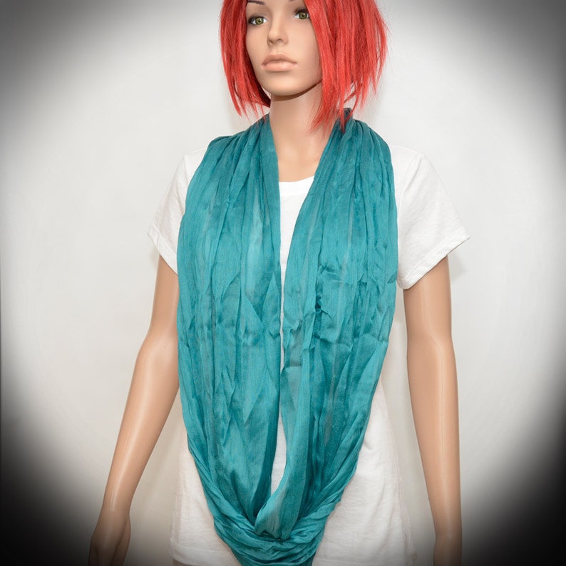 Turquoise Silk Scarf Infinity Scarf - Etsy