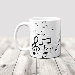 Music Notes Mug, Music Coffee Mug, Sheet Music Mug, Musician Mug, Music ...