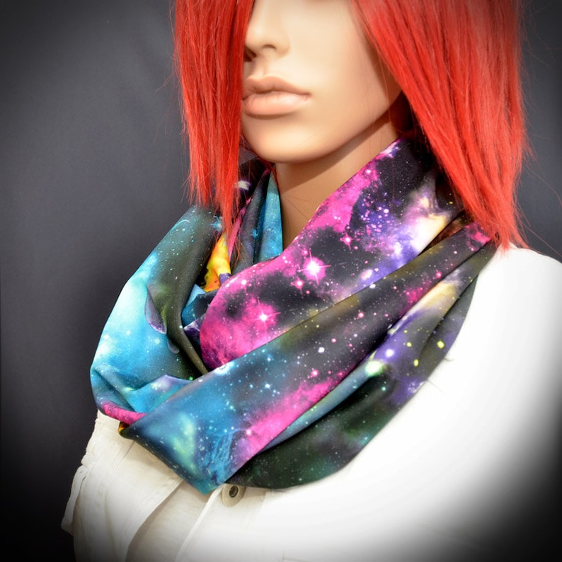 Colorful Infinity Scarf With Galaxy Print - Etsy
