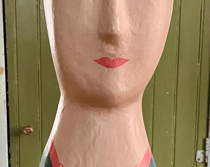 Woman’s Head Form Mannequin in Paper Mache Folk Art Style for Display ...