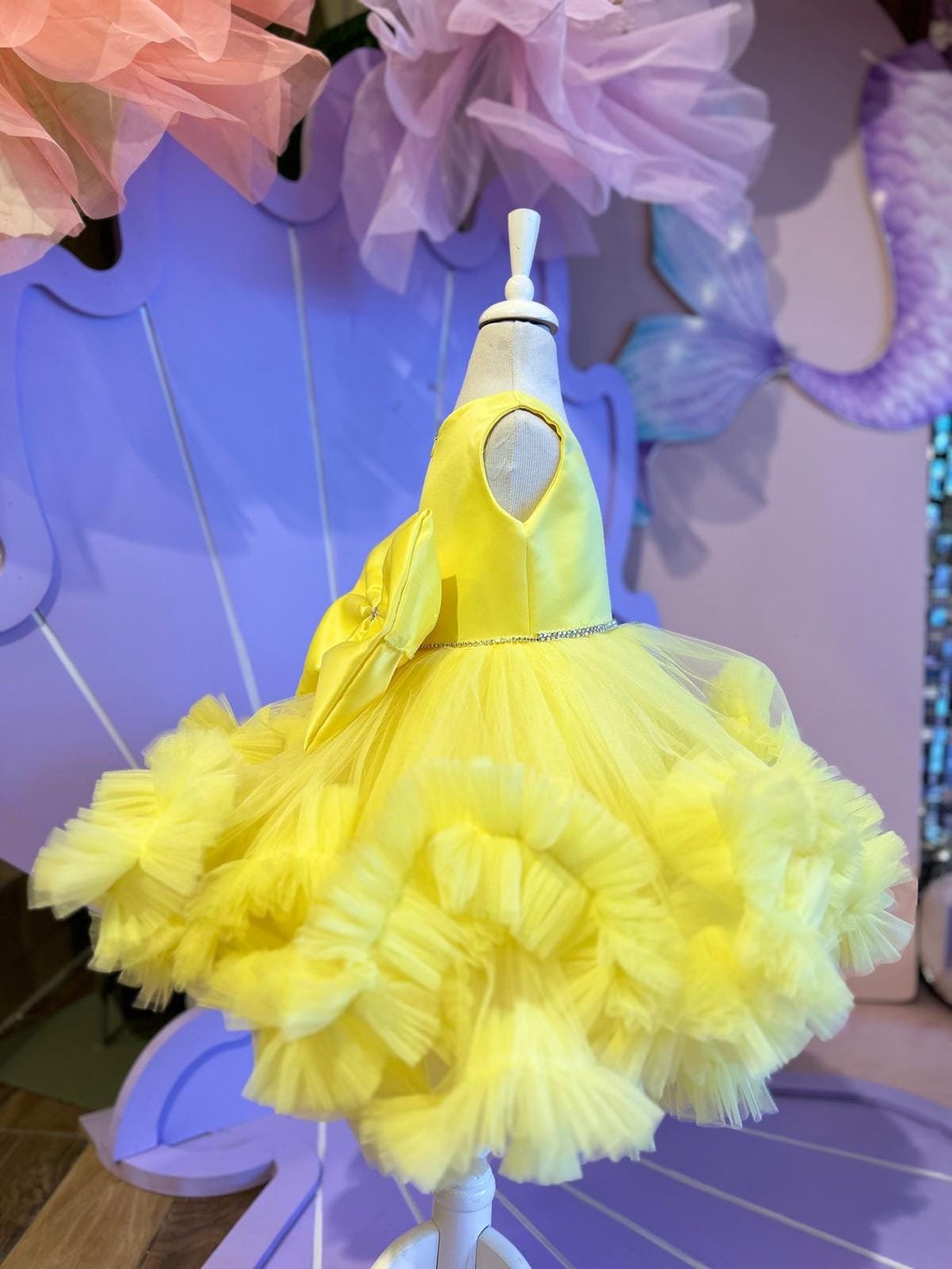 Luxury Yellow Girl Dress, Yellow Tulle Princess Dress, Malinda Dress ...