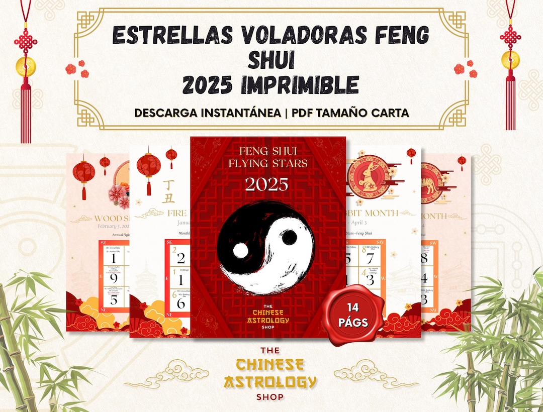 Estrellas Voladoras Mensuales 2025 | Mapa Energético De Feng Shui Por Mes | PDF Imprimible | Año ...