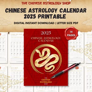 2025 Printable Chinese Astrology Tong Shu | Monthly Calendar With Bazi ...