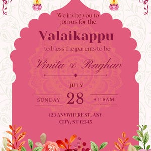 Editable Valaikappu Invitation | Indian Baby Shower Digital Invite ...