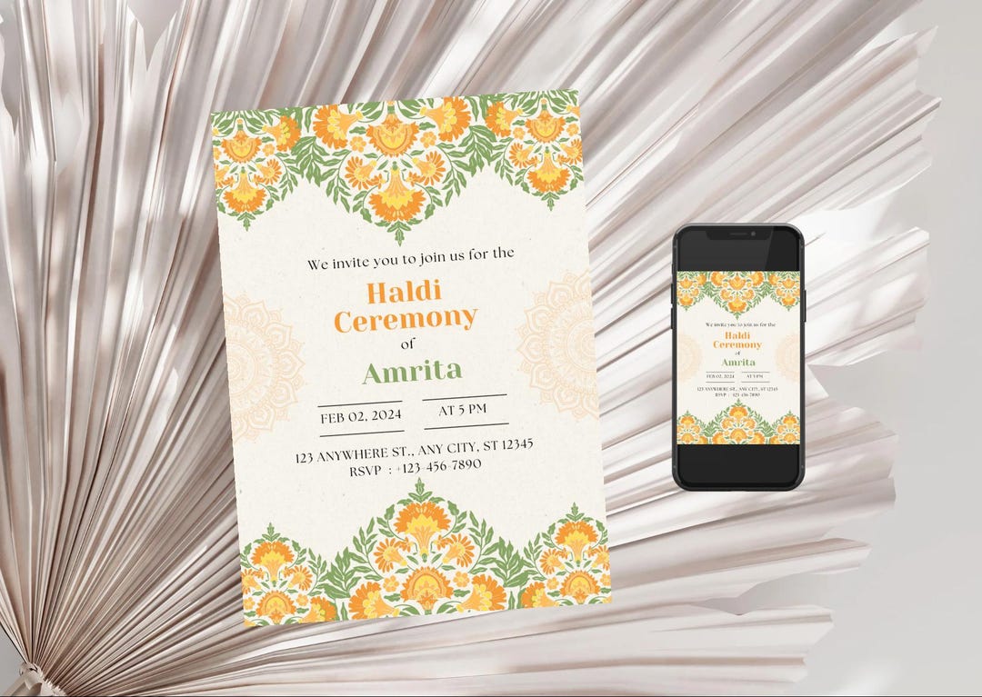 Editable Haldi Ceremony Invitation | Indian Haldi Digital Invite ...