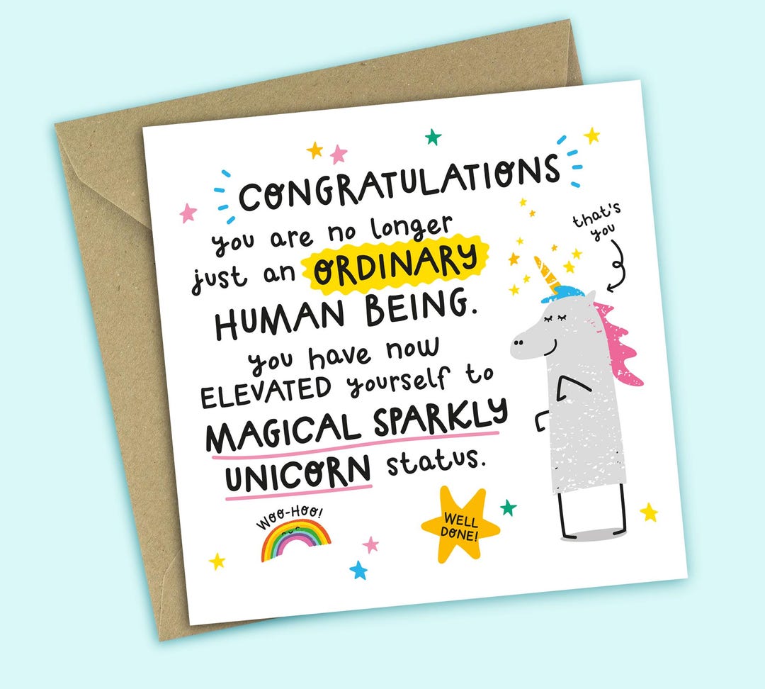 Funny Congratulations Card - Magical Sparkly Unicorn - Well Done Card ...