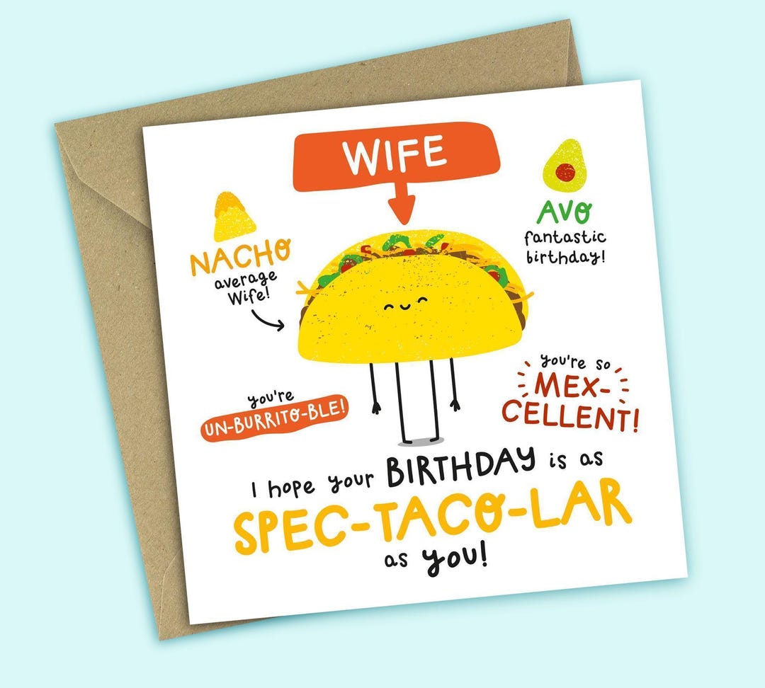 Funny Taco Pun Birthday Card for Wife - Etsy UK