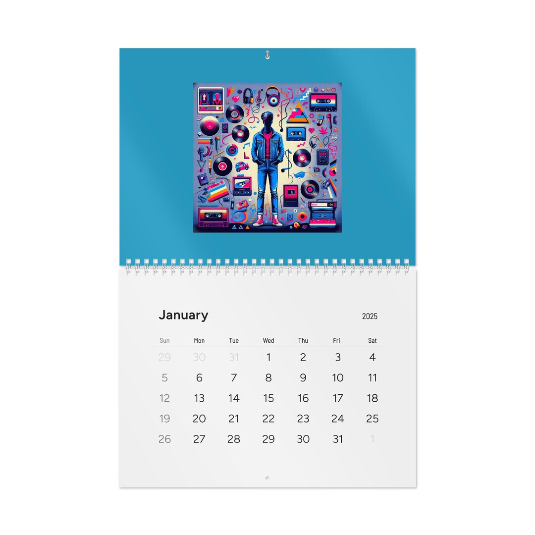 Vibrant 80s Inspired 2025 Wall Calendar, Colorful Artwork Calendar ...